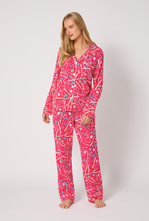 Peppermint Twist Long Sleeve Classic Stretch Jersey Pj Set