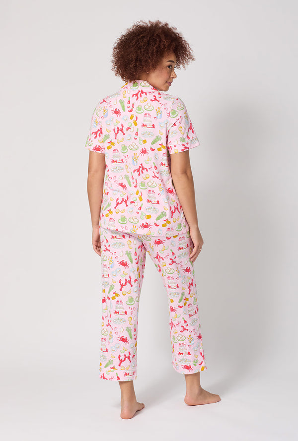 French Quarter Short Sleeve Classic Stretch Jersey Cropped Pj Set ...